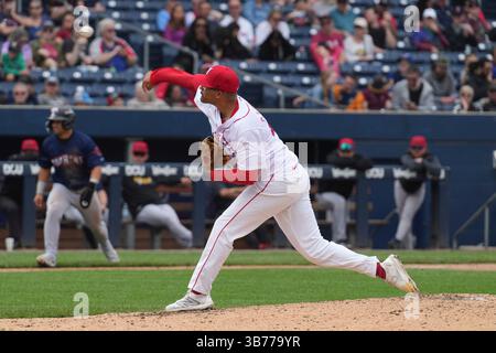 MAY 4 2025: Worcester pitcher Isaiah Campbell (44) throws a pitch ...