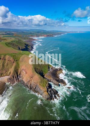 Aerial view of Siccar Point famous historical geological feature ...