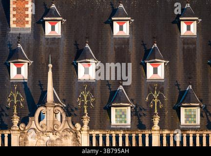 University library roof with dormer windows in Leuven, Flemish Brabant ...