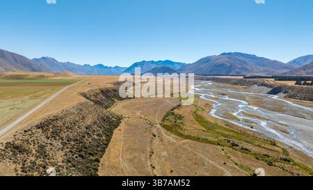 The Ahuriri braided river flowing through the Ahuriri conservation ...