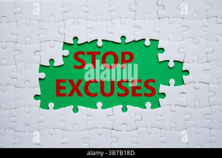 Stop excuses symbol. Concept words Stop excuses on white puzzle ...