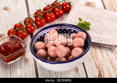 Dietary baby mini sausages for kids snack Stock Photo - Alamy