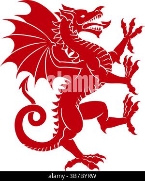 Heraldic Dragon Welsh Coat of Arms Heraldry Animal Stock Vector Image ...