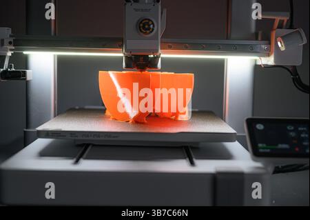The 3D printing machine operation. The 3D rapid prototype processing ...