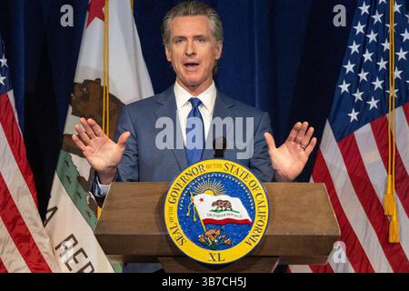 California Gov. Gavin Newsom speaks during a campaign event on ...