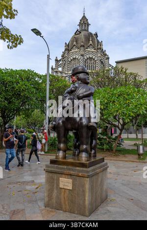 Man on Horseback, a sculpture by Fernando Botero in the Botero Plaza in ...