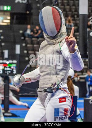 Eva LACHERAY of France celebrates during 2026 European Fencing ...