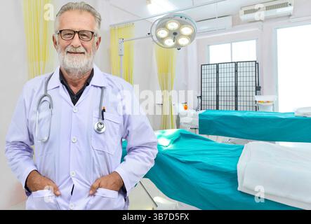 The senior surgeon in the operating room, where the patient is waiting ...