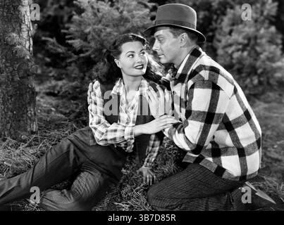 Laura Lee, David Bruce, on-set of the film, "Timber Fury", Eagle-Lion ...