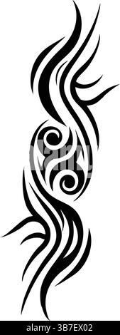 Abstract Tribal Tattoo Design – Bold Curved Black Ink Body Art Stock ...
