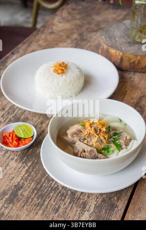 Delicious Pork Rib Soup or Soto Iga Babi Served with Chili Sauce or ...