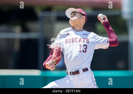 May 3, 2025: Texas State Bobcats infielder Chase Mora (2) takes the ...