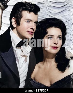 Mark Damon, Myrna Fahey, on-set of the film, "House Of Usher", American ...