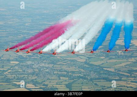 The BAE Systems Hawk T1, used by the Royal Air Force's Red Arrows, is a single-engine jet ...
