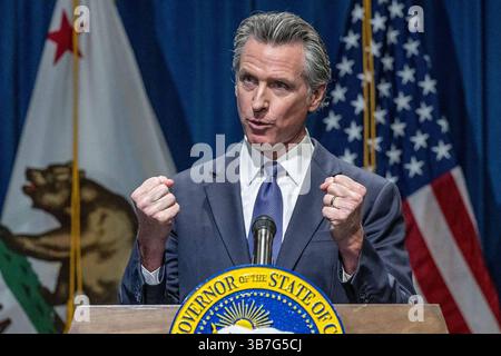 California Gov. Gavin Newsom speaks during an election night press ...