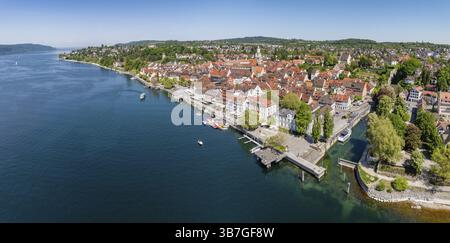 Aerial photograph, Lake Ueberlingen on Lake Constance, Meersburg and ...