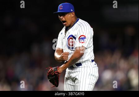 Chicago Cubs pitcher Daniel Palencia throws in the ninth inning of a ...