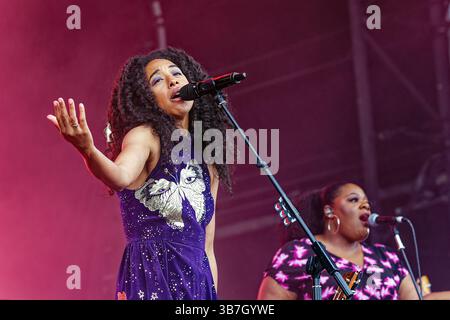 May 26, 2024, Leeds, United kingdom: Alfie Sayers (Drums) and Lola Sam ...