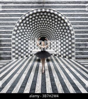 Modern dancer poses in front of the gray studio background. Modern ...