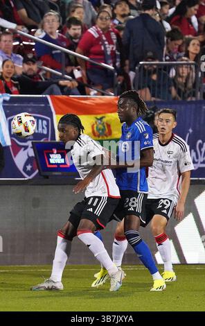 CF Montréal forward Jules-Anthony Vilsaint heads the ball during an MLS ...