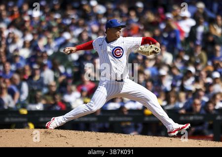 Chicago Cubs pitcher Daniel Palencia throws in the ninth inning of a ...