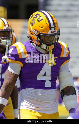 LSU linebacker Harold Perkins Jr. (7) smiles before an NCAA football ...
