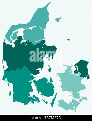 Vector blank map of Denmark with regions and administrative divisions ...