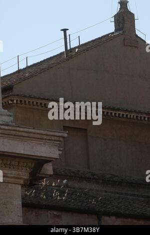 chimney on the Sistine Chapel roof, ahead of the conclave. Rome, 06 May ...