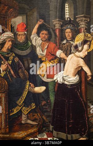 Bartolomé Bermejo, The flagellation of Saint Engracia. 1474-1477, oil ...