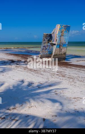 Holbox, Mexico - 9 February 2025: Colorful Holbox sign on the beach ...