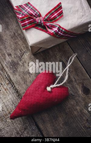 box for present and hearts on the wooden table Stock Photo - Alamy