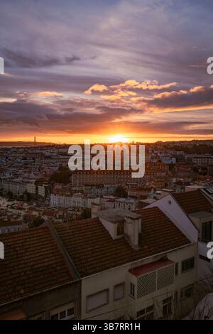 Lisbon, stunning city skyline over Alfama district from Miradouro das ...