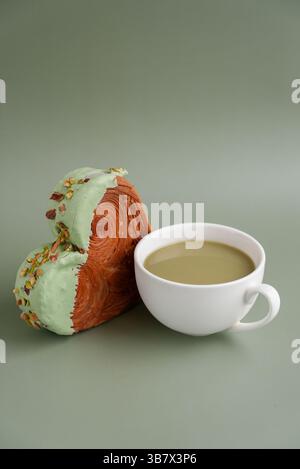Delicious fresh croissant topped with Matcha Green Tea flavor Ganache ...