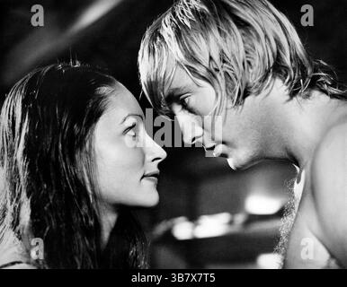 Olivia Hussey, Christopher Mitchum, on-set of the film, "Summertime ...