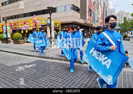 SHANGHAI, CHINA - MAY 7, 2025 - A newly opened HOKA flagship store in ...
