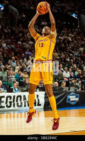 USC Trojans center Rayah Marshall (13) reacts during a NCAA women’s ...