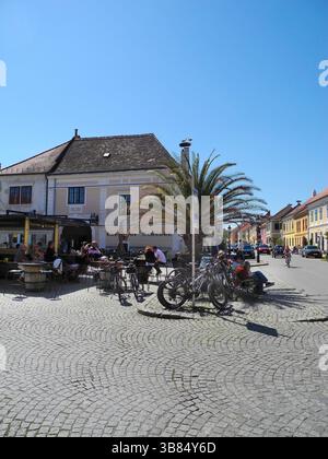 Rust, Austria - April 20, 2025: Unknown visitors sit in taverns and ...