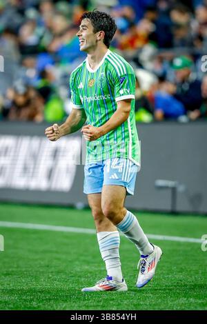 Seattle Sounders midfielder Paul Rothrock scores against Inter Miami ...