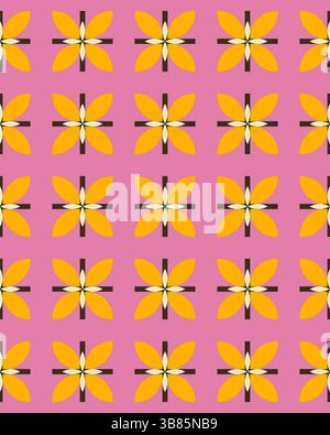 symmetrical seamless pattern of pink flowers on a green background ...