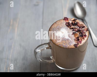 Trendy Coffee with edible glitter. Cup of sparkly coffee or diamond ...