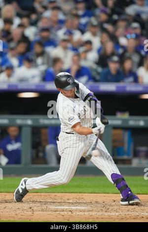 Colorado Rockies catcher Hunter Goodman (15) in the first inning of a ...