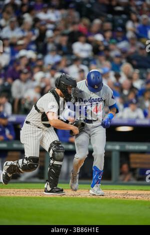 Colorado Rockies catcher Hunter Goodman (15) celebrates a home run with ...