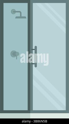 Interior shower cabin icon simple vector. Door glass. Domestic faucet ...