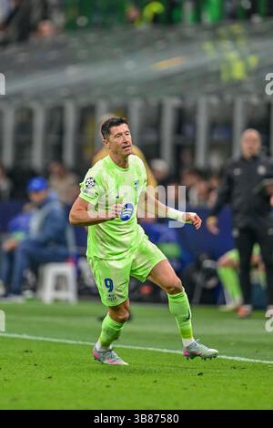 Robert Lewandowski of FC Barcelona seen in action during the La Liga EA ...