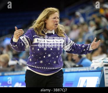 UCLA Bruins head coach Cori Close answering questions from the media ...