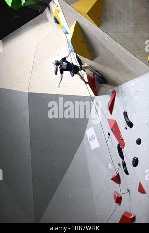 Erin McNeice of Great Britain competes in the women's boulder and lead ...