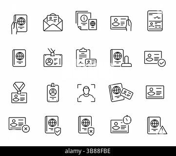 Biometric identification, recognition or verification icons. Digital signature, identity ...