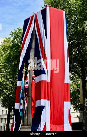The Cenotaph on Whitehall is dressed in the Union flag as final ...