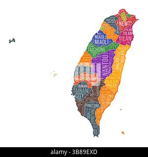 Taiwan region word cloud. Country shape design. Taiwan colored ...