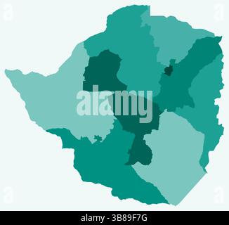 Map of Zimbabwe with regions. Just a simple country border map with ...
